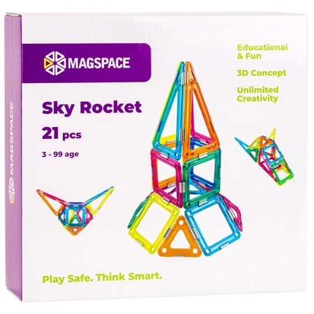 Set de constructie magnetic Magspace - Sky Rocket, 21 piese - eMAG.ro