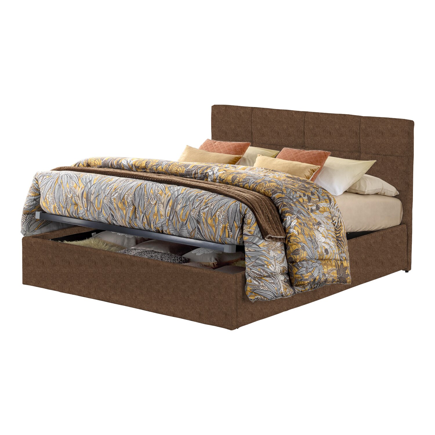 Pat Tapitat Rabatabil cu Lada Depozitare, 160x200 cm, Giorno Promo ...