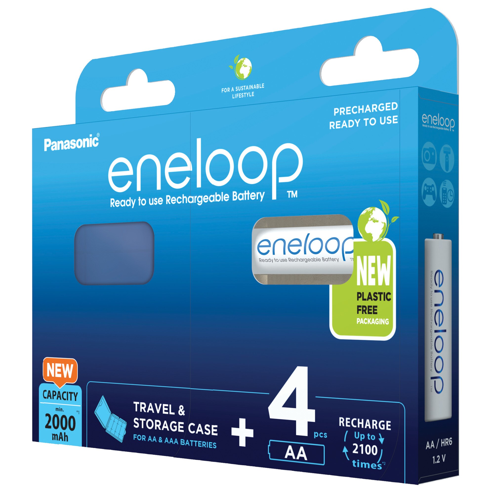 Батерии Panasonic Eneloop BK-3MCDEC4BE, 2100 цикъла, 2000mAh, AA R6 ...