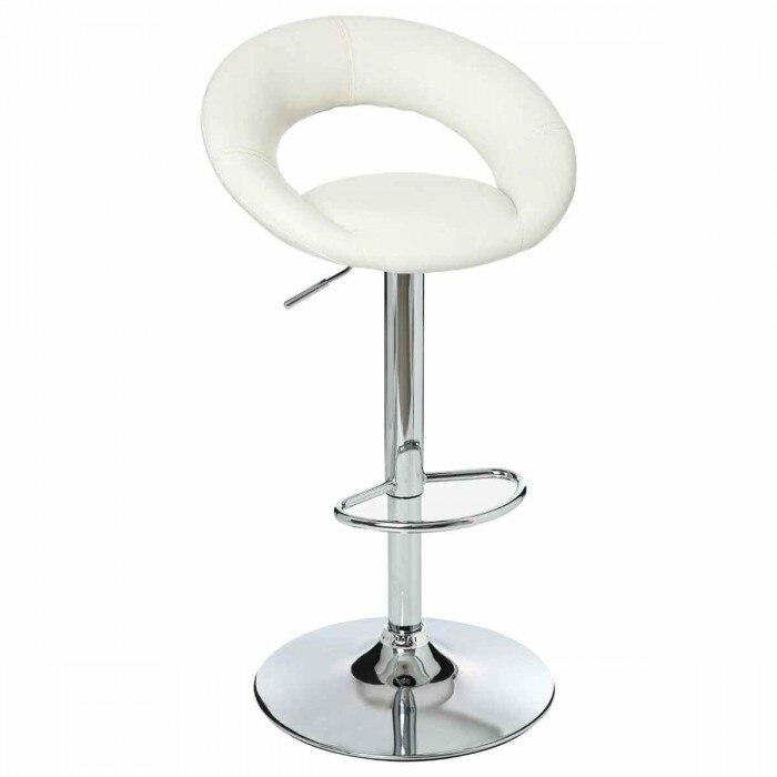 Scaun bar ajustabil alb, structura metal cromat, Sasha, 52x48x82 cm ...