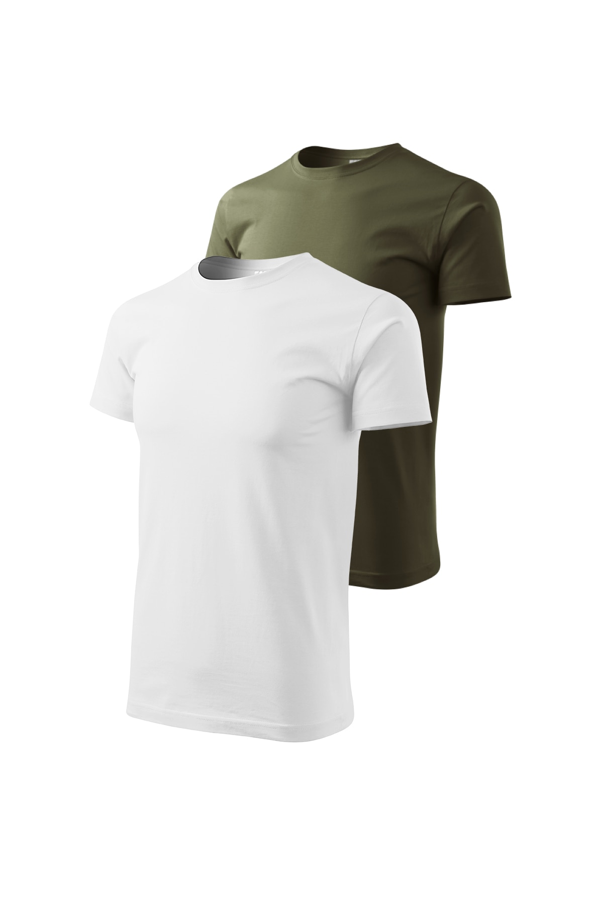 Set 2 tricouri de barbati, Malfini, Bassic New, M, Alb/Military - eMAG.ro