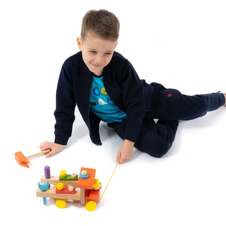 Masina colorata din lemn cu instrumente - jucarie de tras 102-8-1-c ...