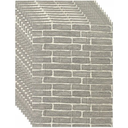 Set 10 x panouri tapet 3D, Brak, Polietilena, 78 x 60cm, Model caramida ...