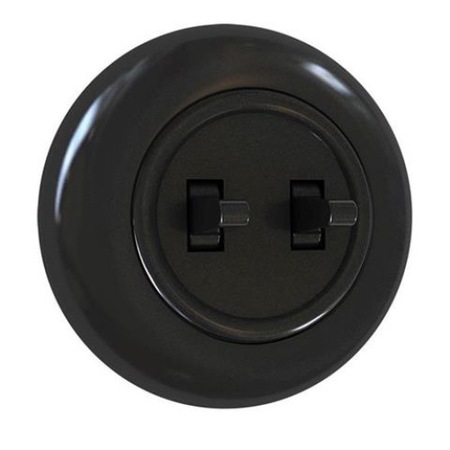 Intrerupator dublu retro vintage rotund negru 230V 10A - eMAG.ro