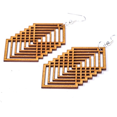 Cercei din lemn cu romburi suprapuse - eMAG.ro