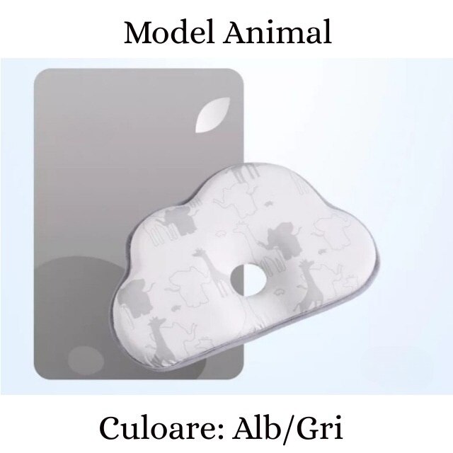 Pernuta speciala pentru cap bebelus, model Animal, Alb/Gri - eMAG.ro