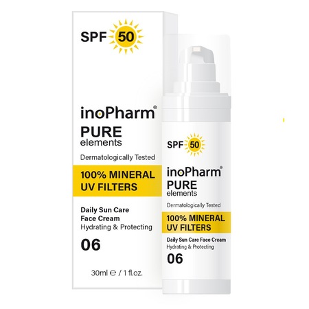 Слънцезащитен крем за лице, InoPharm, SPF 50, 30мл - eMAG.bg