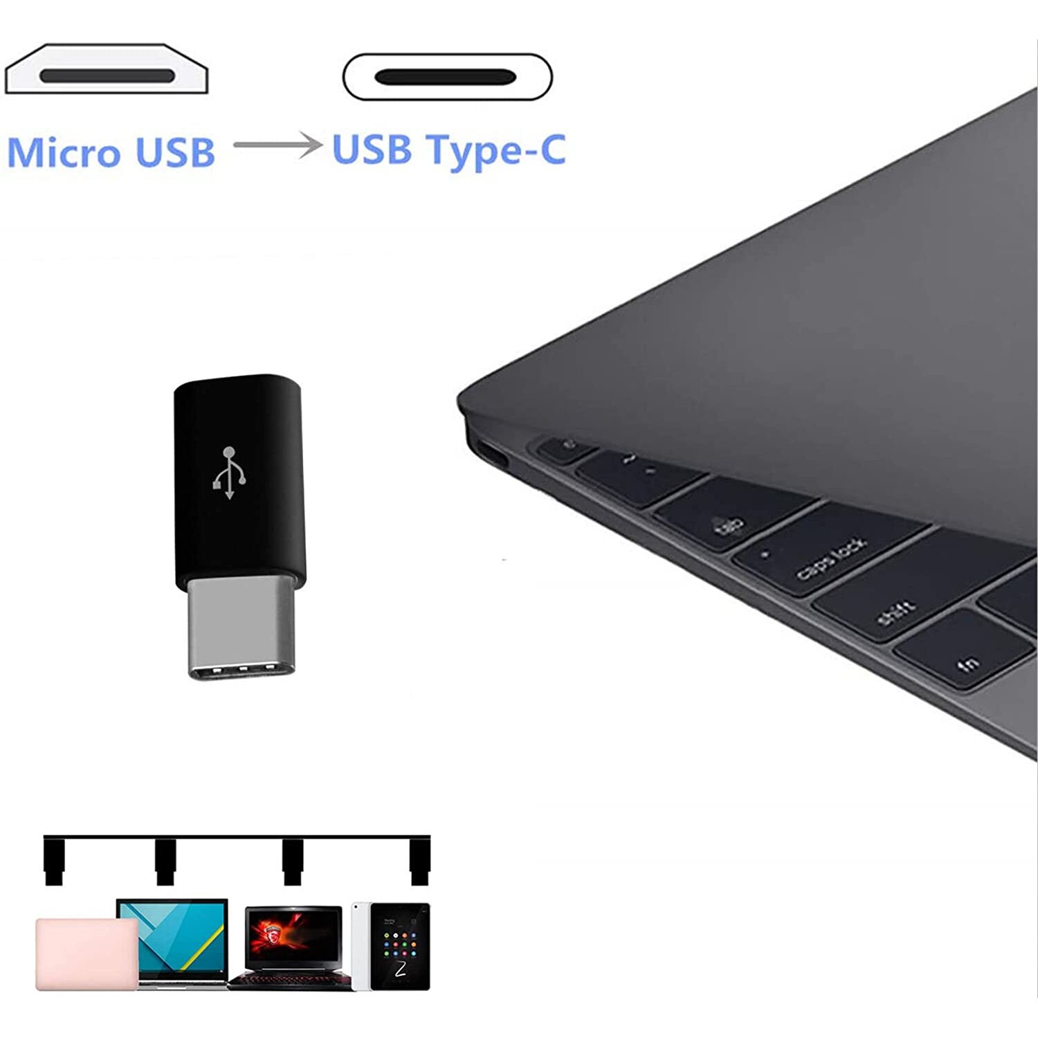 Set 2 adaptoare telefon, MicroUSB/USB-C, Negru - eMAG.ro