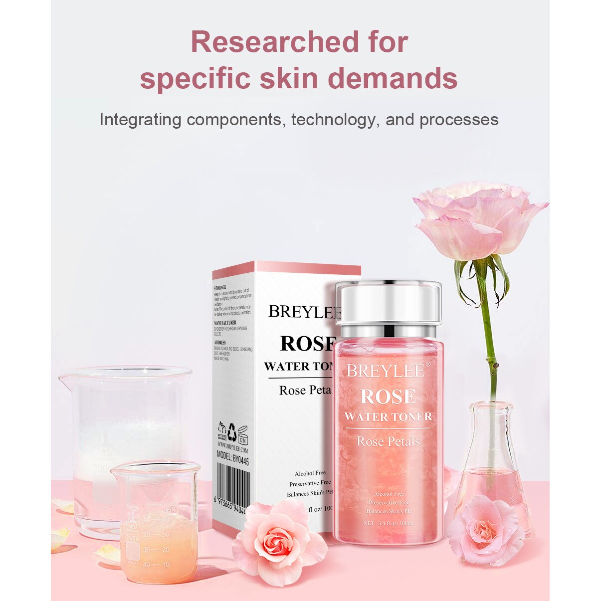 Toner facial cu apa din petale de trandafir Breylee, 100 ml - eMAG.ro