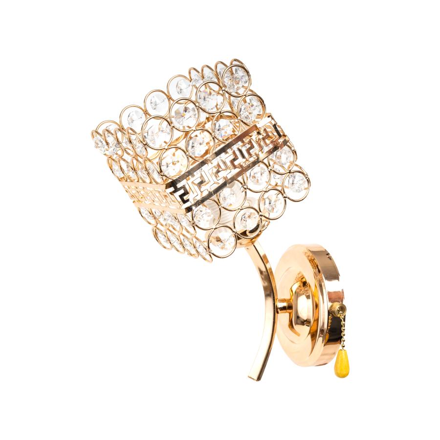 Aplica Catrina Cristal, 1*E27, Patrata, Auriu - eMAG.ro