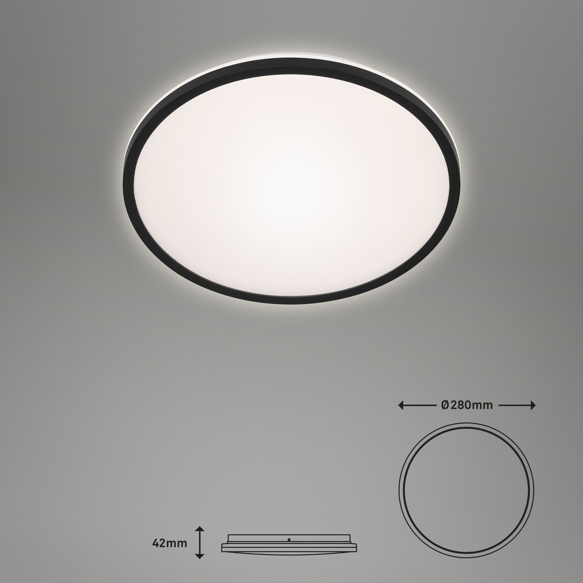 Aplica LED Briloner Runa, 15W, 1500 lm, lumina neutra (4000K), IP20, 28cm, Negru - eMAG.ro