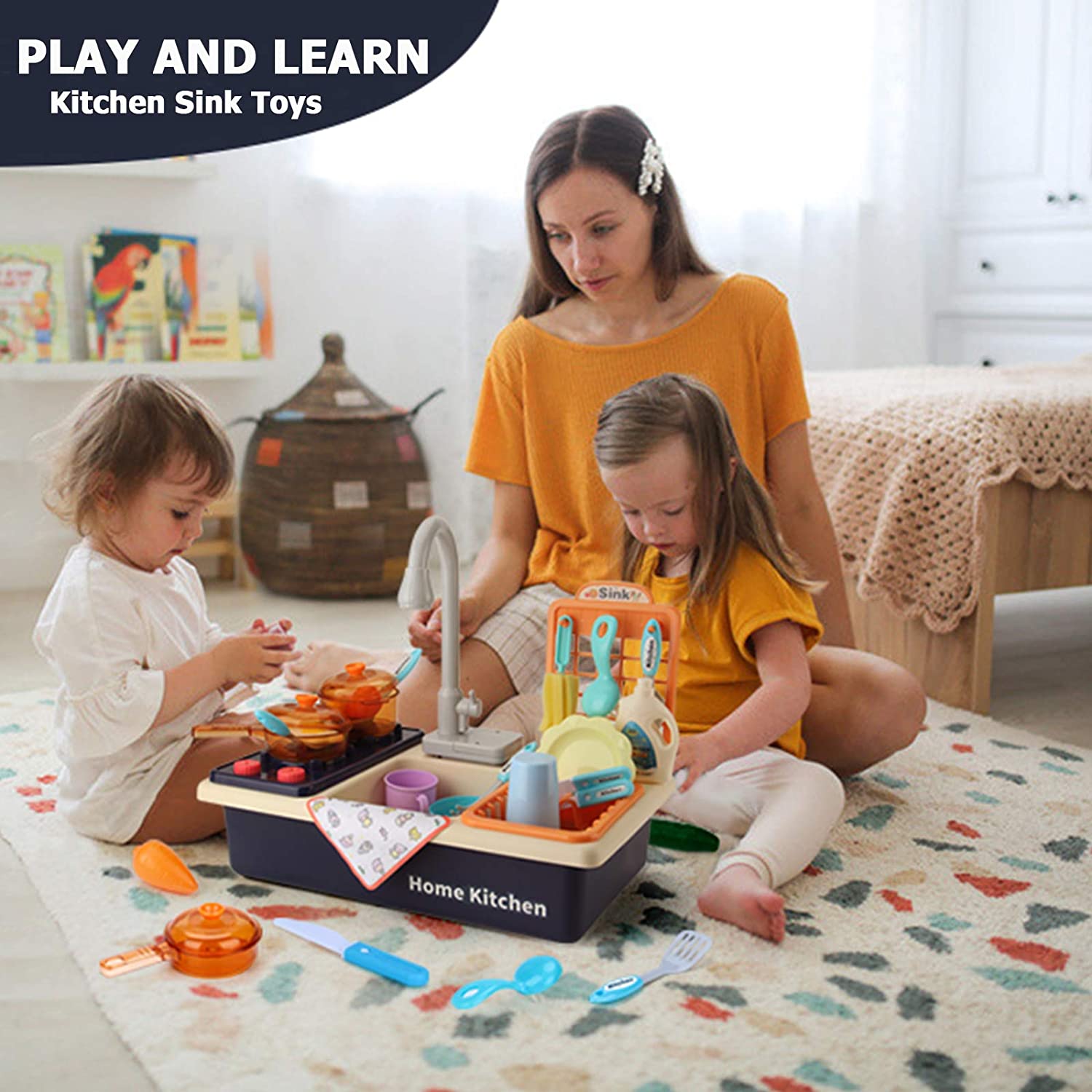 Chiuveta de Jucarie pentru Copii, Include 30 Piese, Vesela, Baterie cu ...