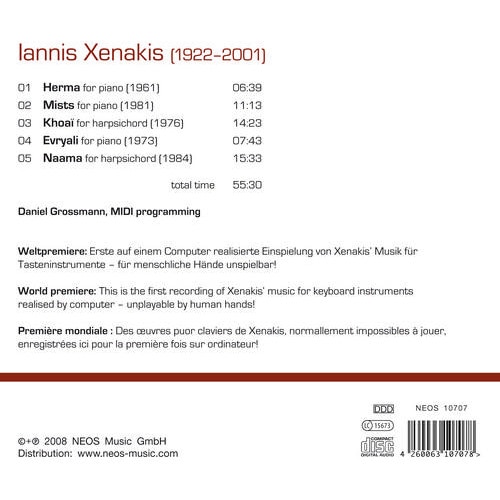 Xenakis, Iannis - Music for Keyboard Instruments / realised by computer ...
