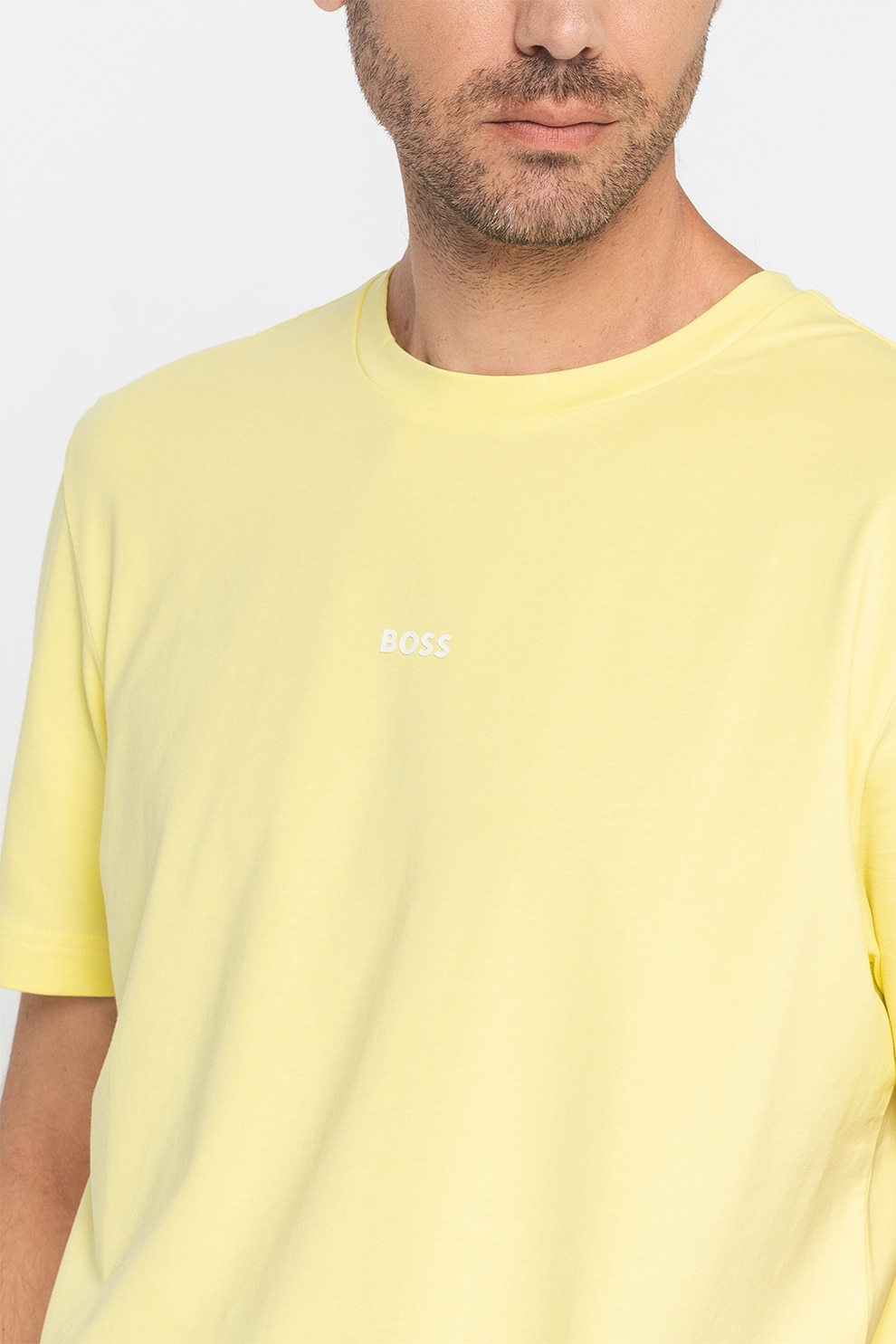 BOSS, Tricou relaxed fit cu detaliu logo Chup, Galben pai, L - eMAG.ro