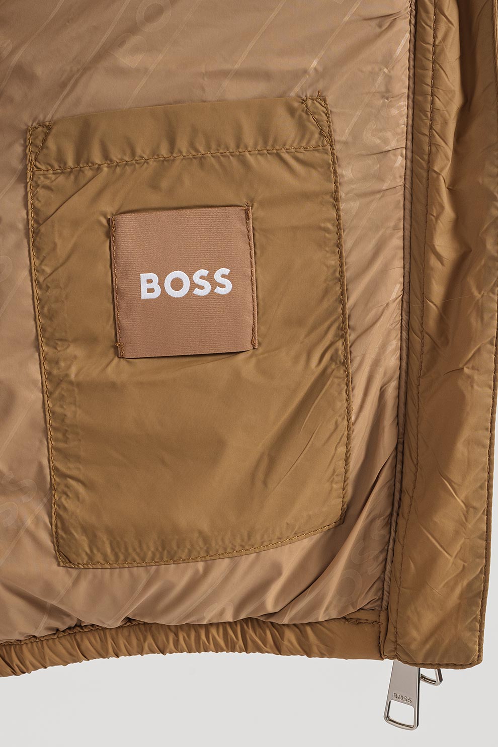 BOSS, Geaca regular fit rezistenta la apa Paflaffy, Maro deschis, 40 ...