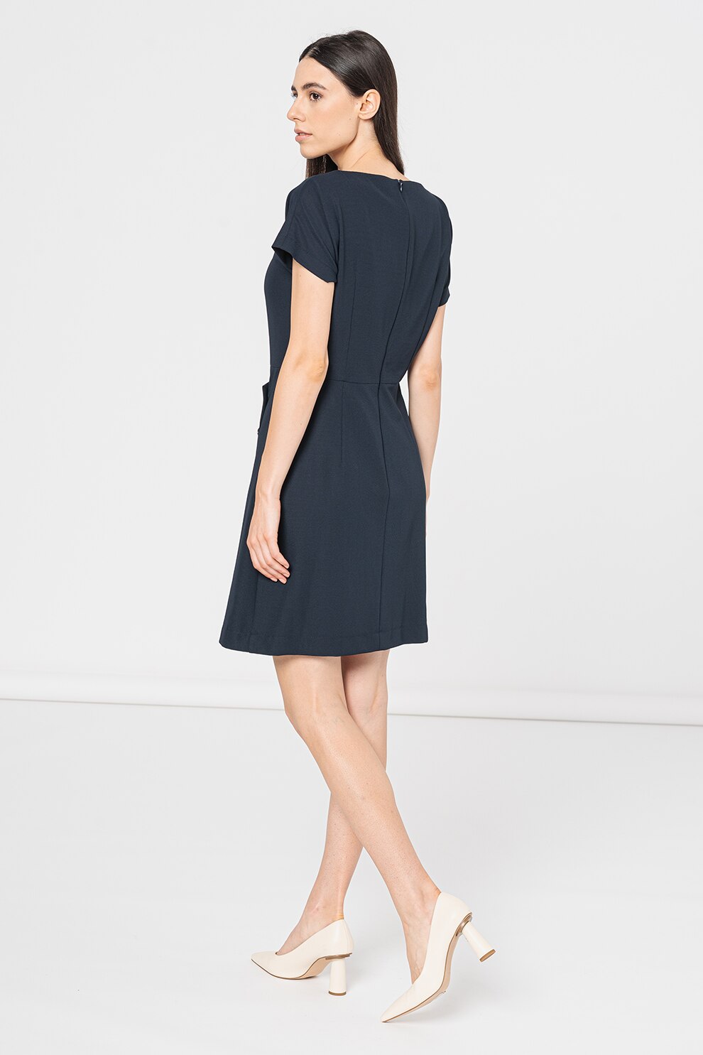 BOSS, Rochie mini cu maneci scurte Datera, Bleumarin inchis, 38 - eMAG.ro