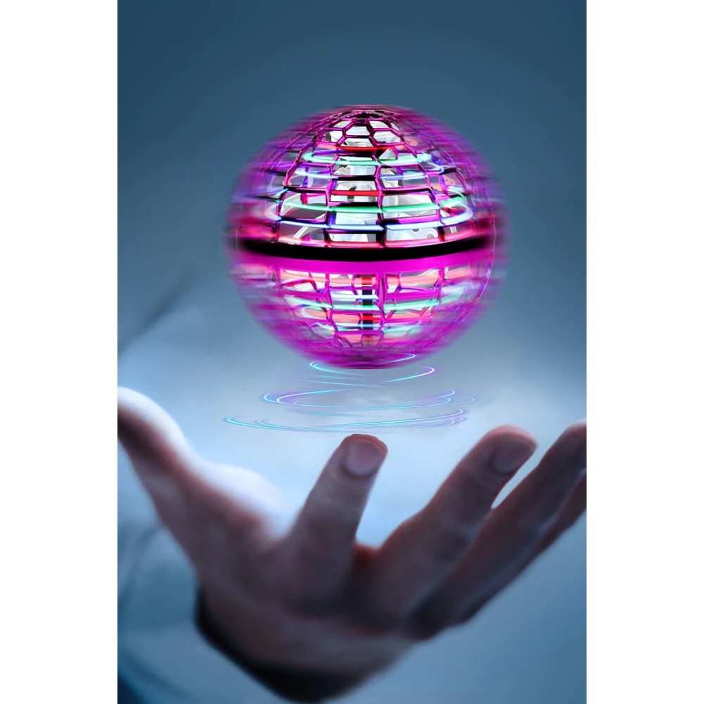 Mini drona tip minge Flying Ball, interactiva, efecte luminoase, cablu ...