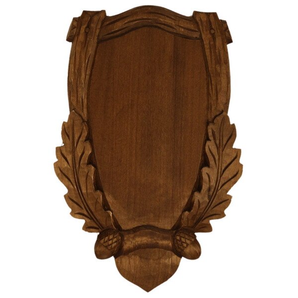 Panoplie din lemn, suport trofeu caprior sculptata manual, maro, O3 ...