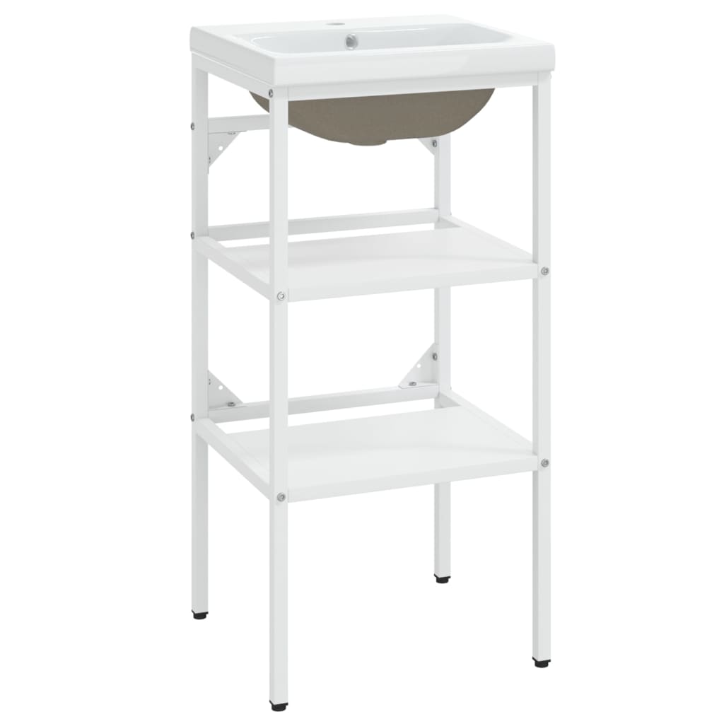 Cadru chiuveta de baie, cu lavoar incorporat, alb, fier, stil ...