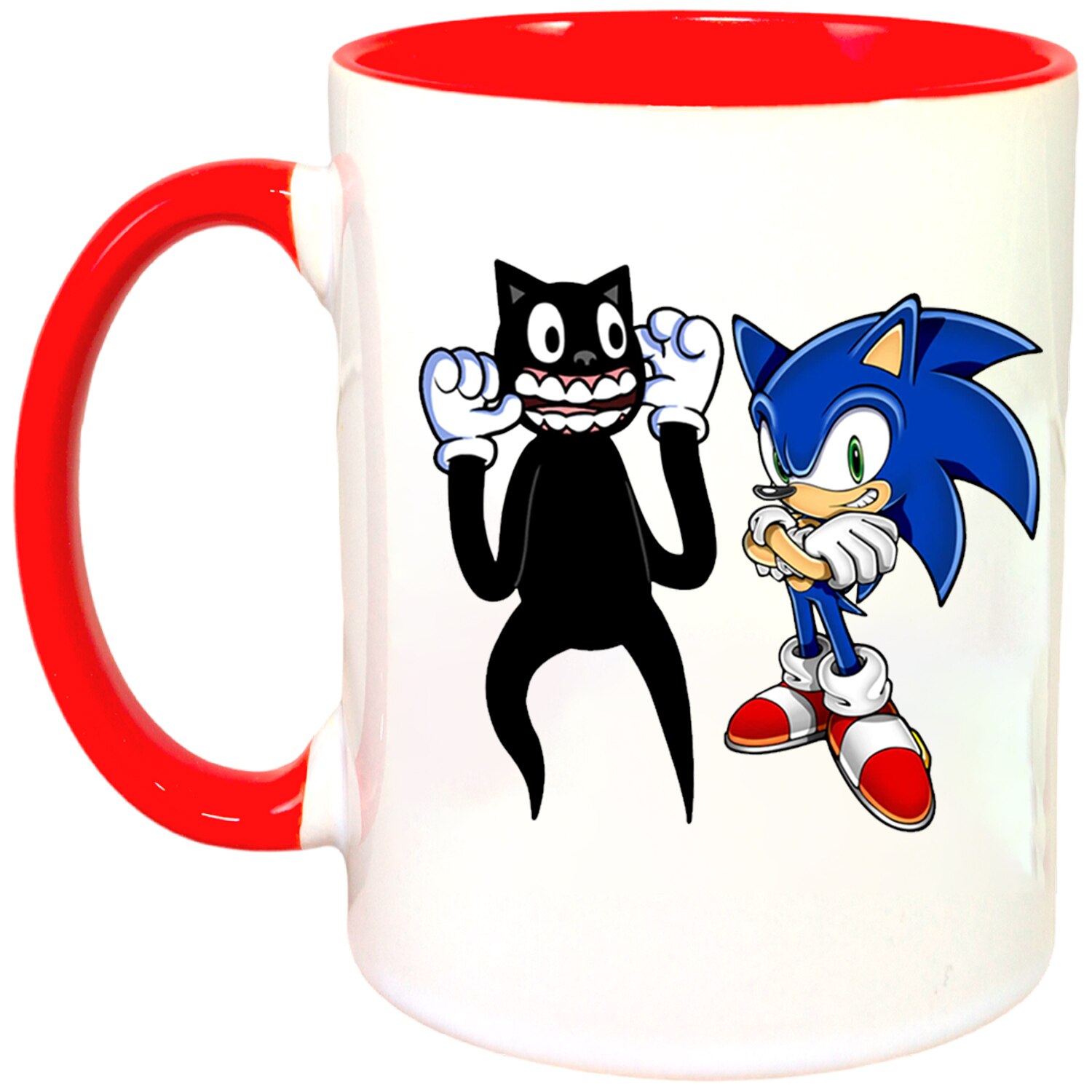 Cana personalizata cu interior colorat, rosu, Cana Cartoon Cat Sonic ...
