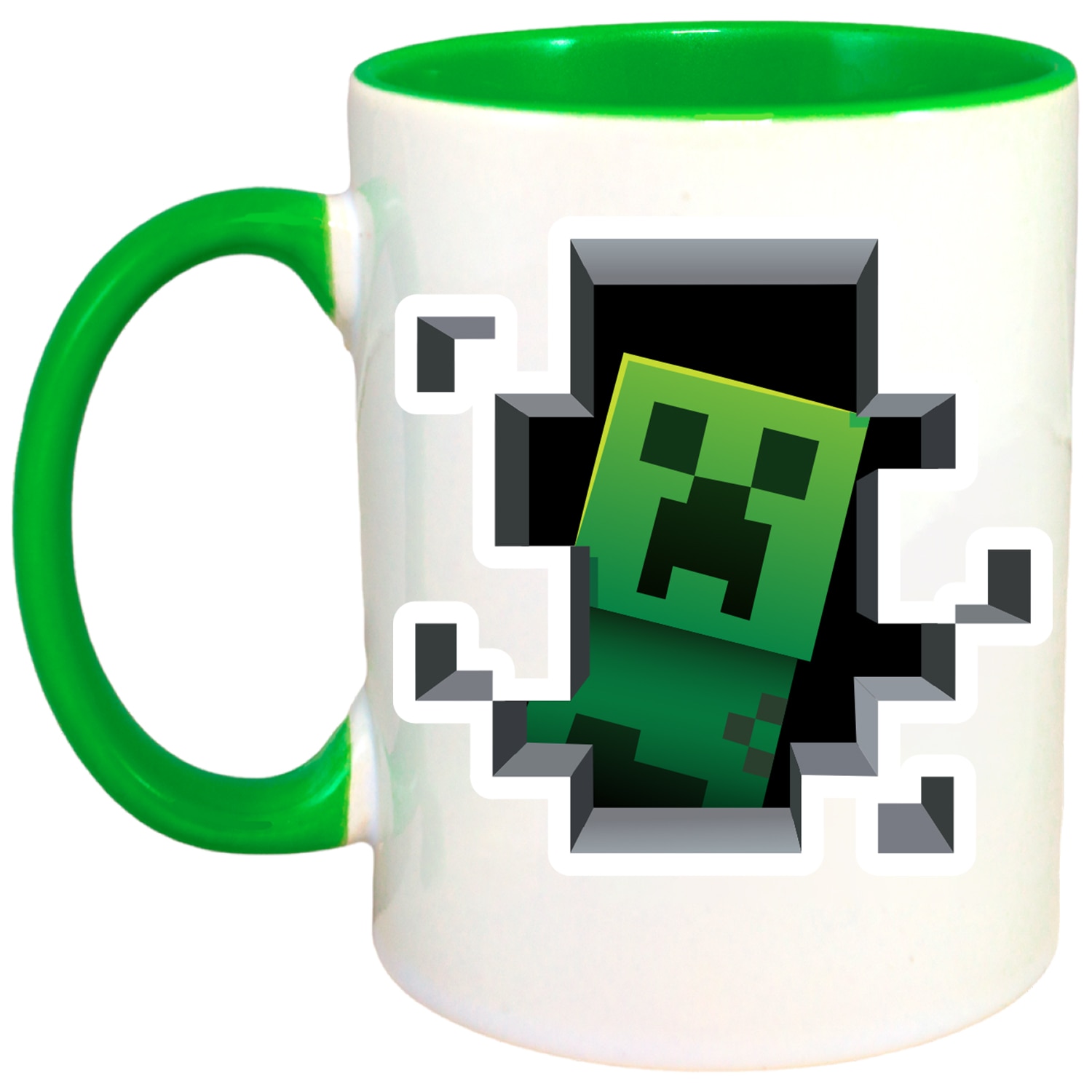 Cana personalizata cu interior colorat, verde, Cana Minecraft Creeper ...