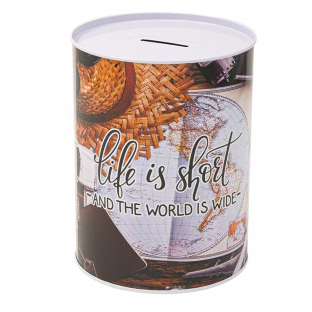 Pufo fém persely, Travel, Explore, Dream modell, 15 cm - eMAG.hu