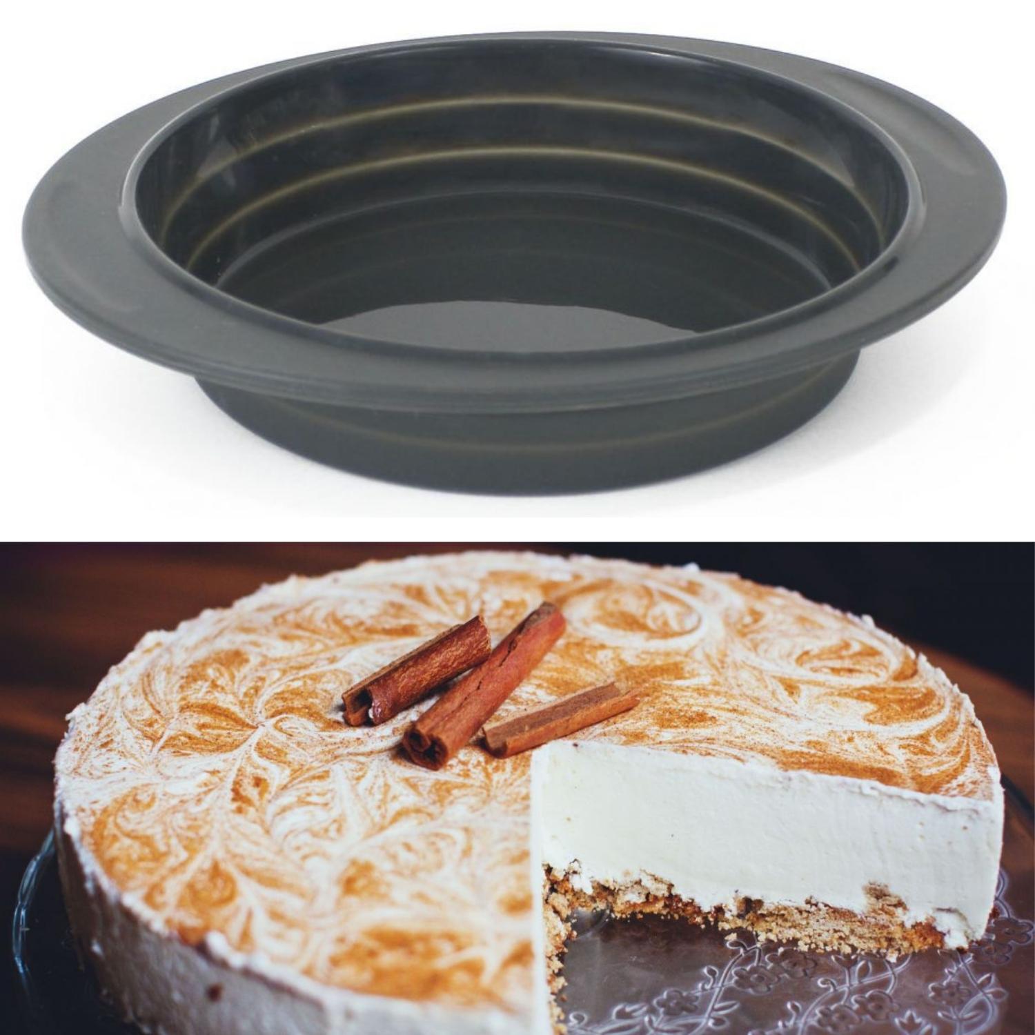 Forma tort silicon rotunda pliabila, structura rigida metal, 25,5 cm ...