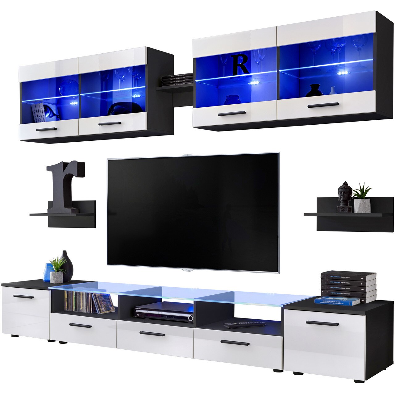 Set Mobila Living Flash, Extreme Furniture, PAL, 230 x 195 x 45 cm, Alb ...