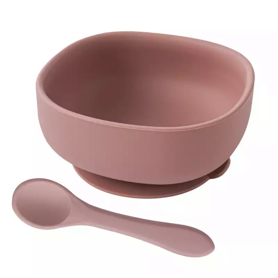 Set de diversificare bebelusi format din bol cu ventuza si tacam, din silicon, roz, 350 ml - eMAG.ro