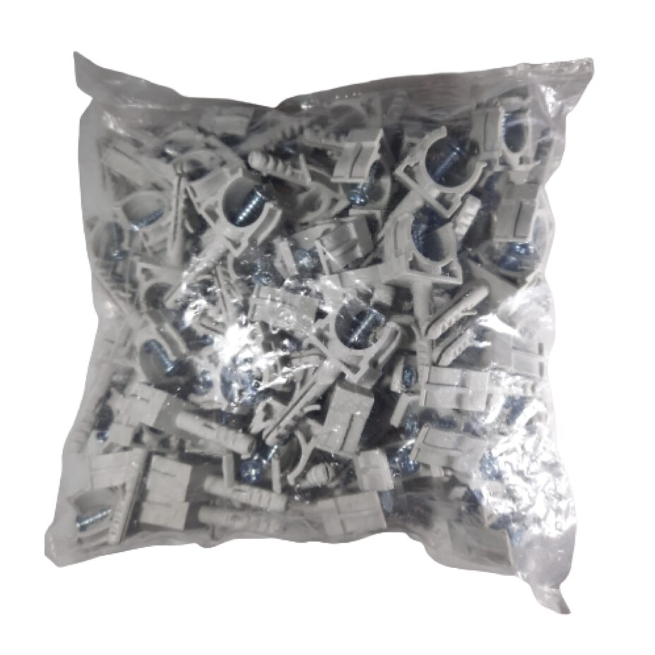 Set 100 cleme cu diblu si holsurub 6x30mm pentru tuburi PVC rigide 20mm ...