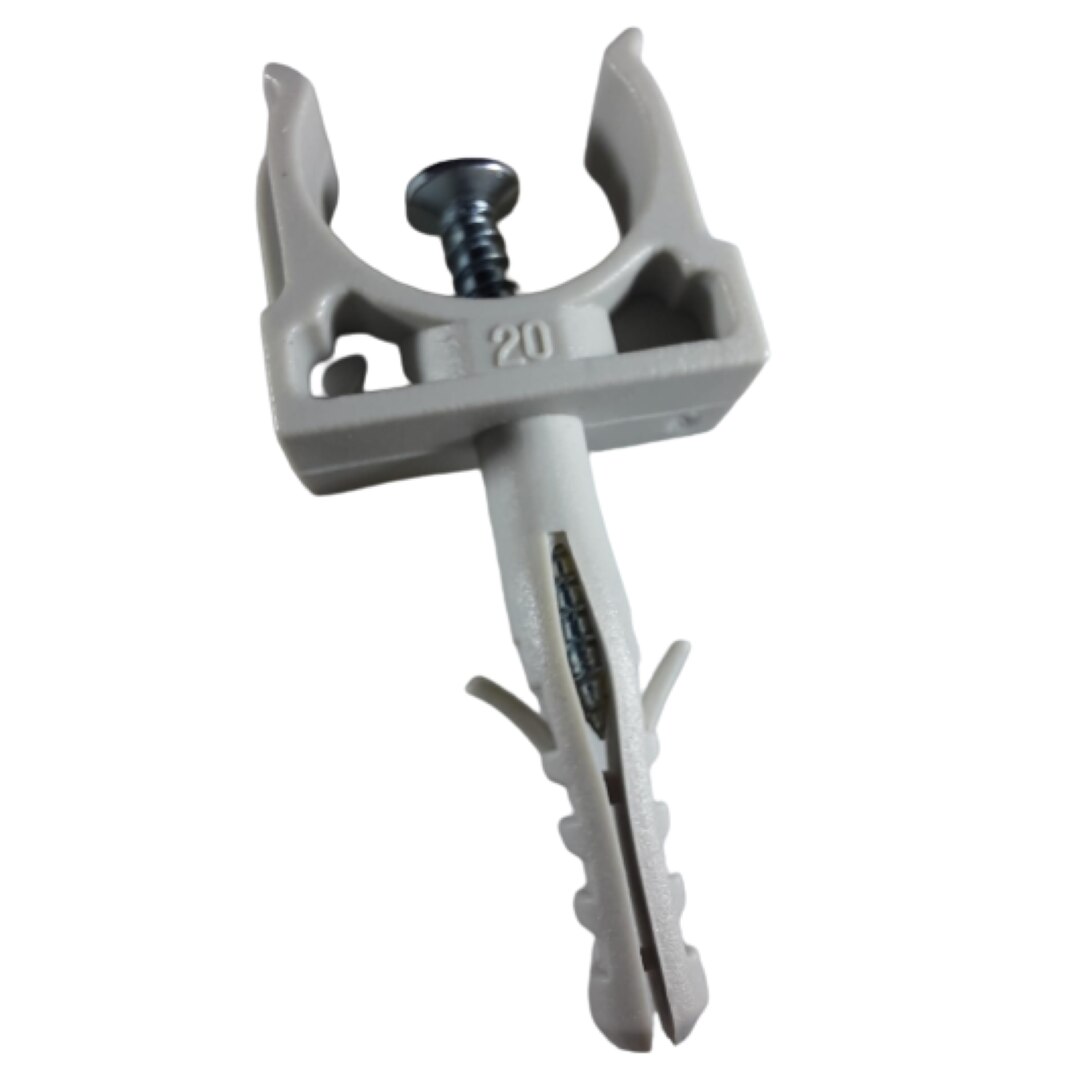 Set 100 cleme cu diblu si holsurub 6x30mm pentru tuburi PVC rigide 20mm ...