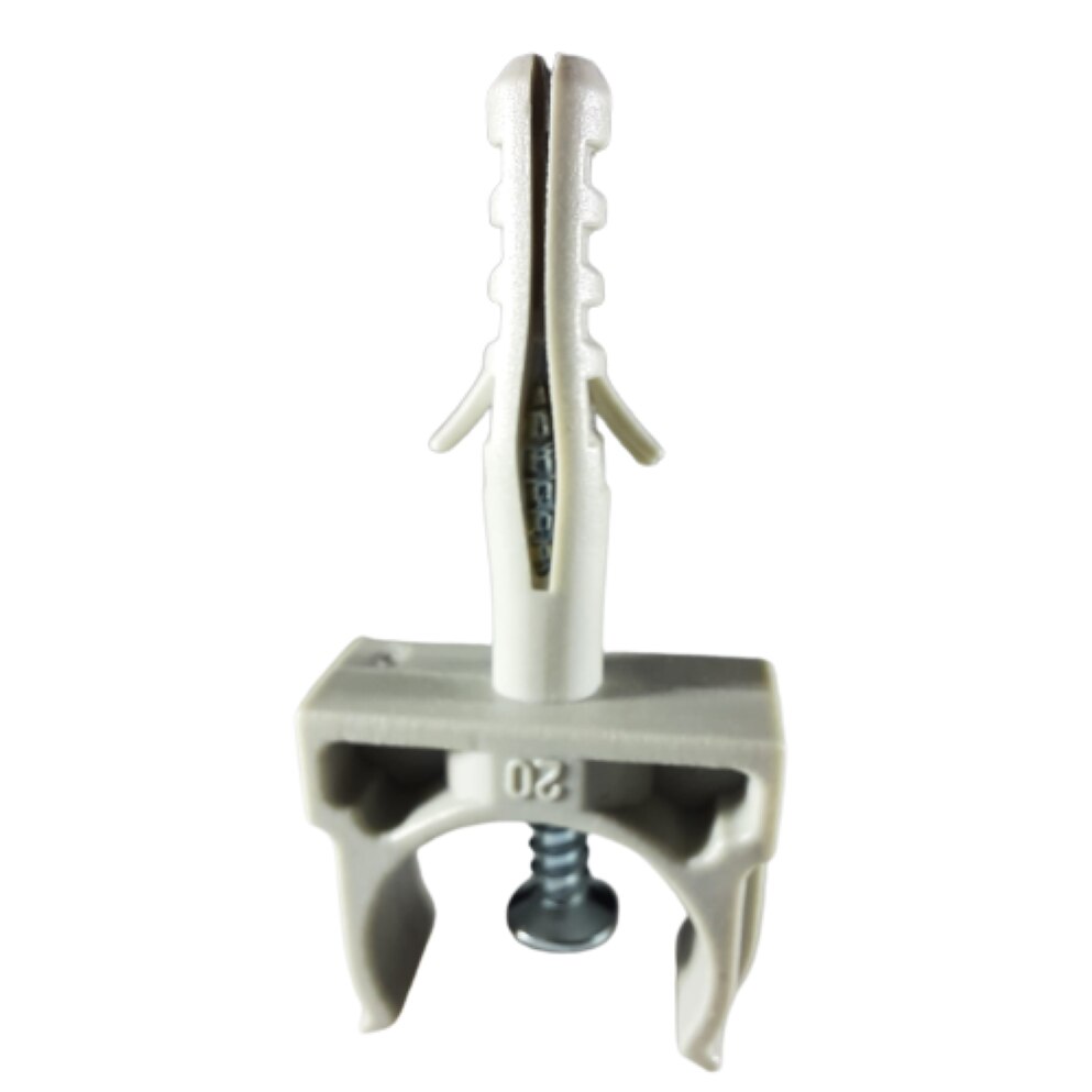 Set 100 cleme cu diblu si holsurub 6x30mm pentru tuburi PVC rigide 20mm ...