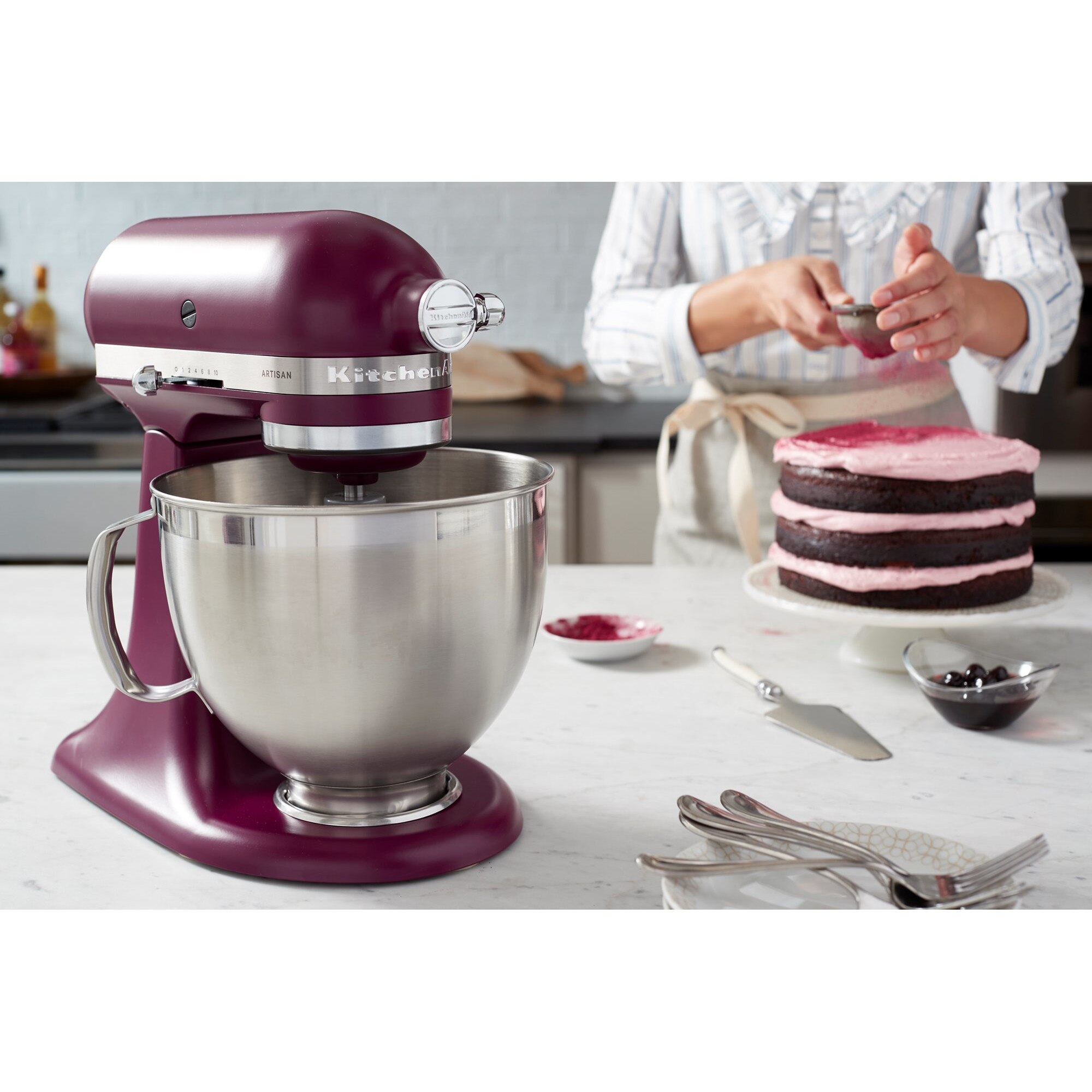 Mixer cu bol 4.8L, Artisan, Model 195, Beetroot - KitchenAid - eMAG.ro