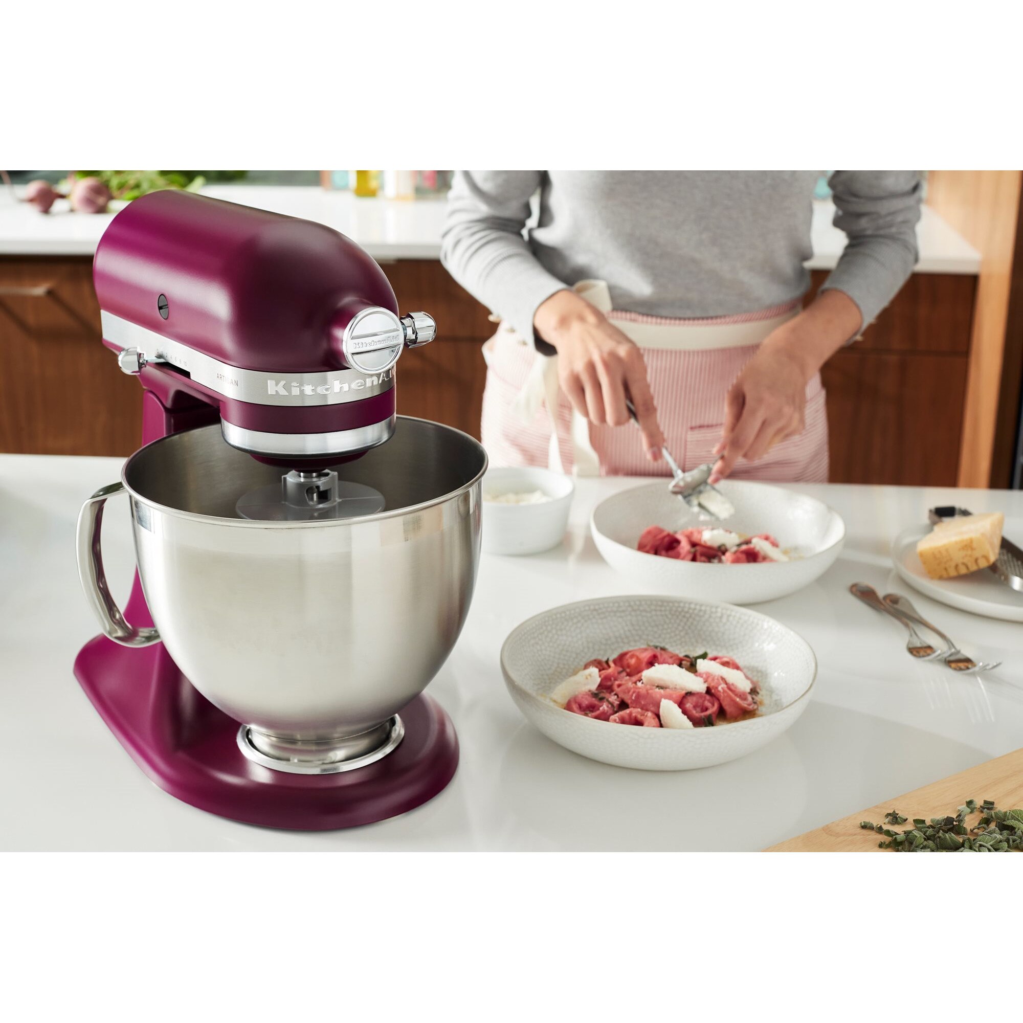 Mixer cu bol 4.8L, Artisan, Model 195, Beetroot - KitchenAid - eMAG.ro