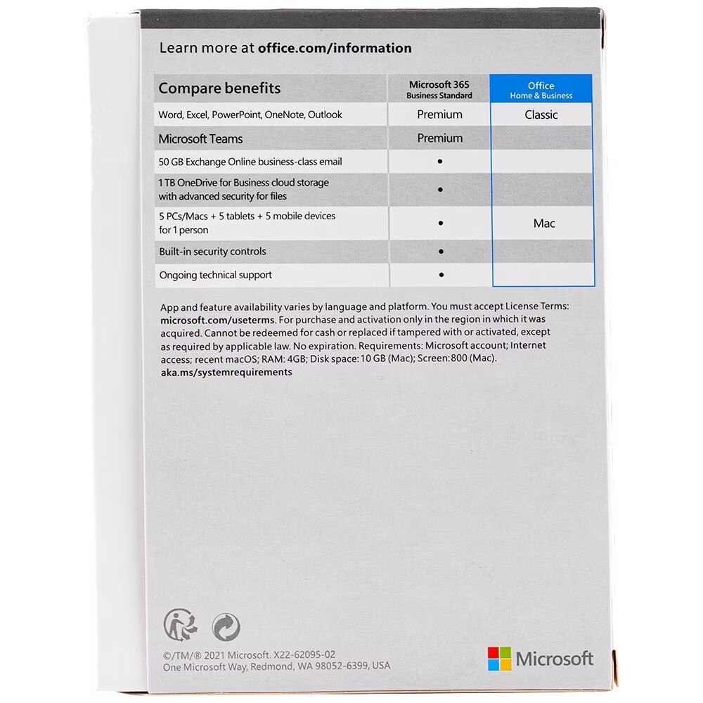 Microsoft® Office Home and Business 2021, Retail FPP, MacOS 64 bit ...