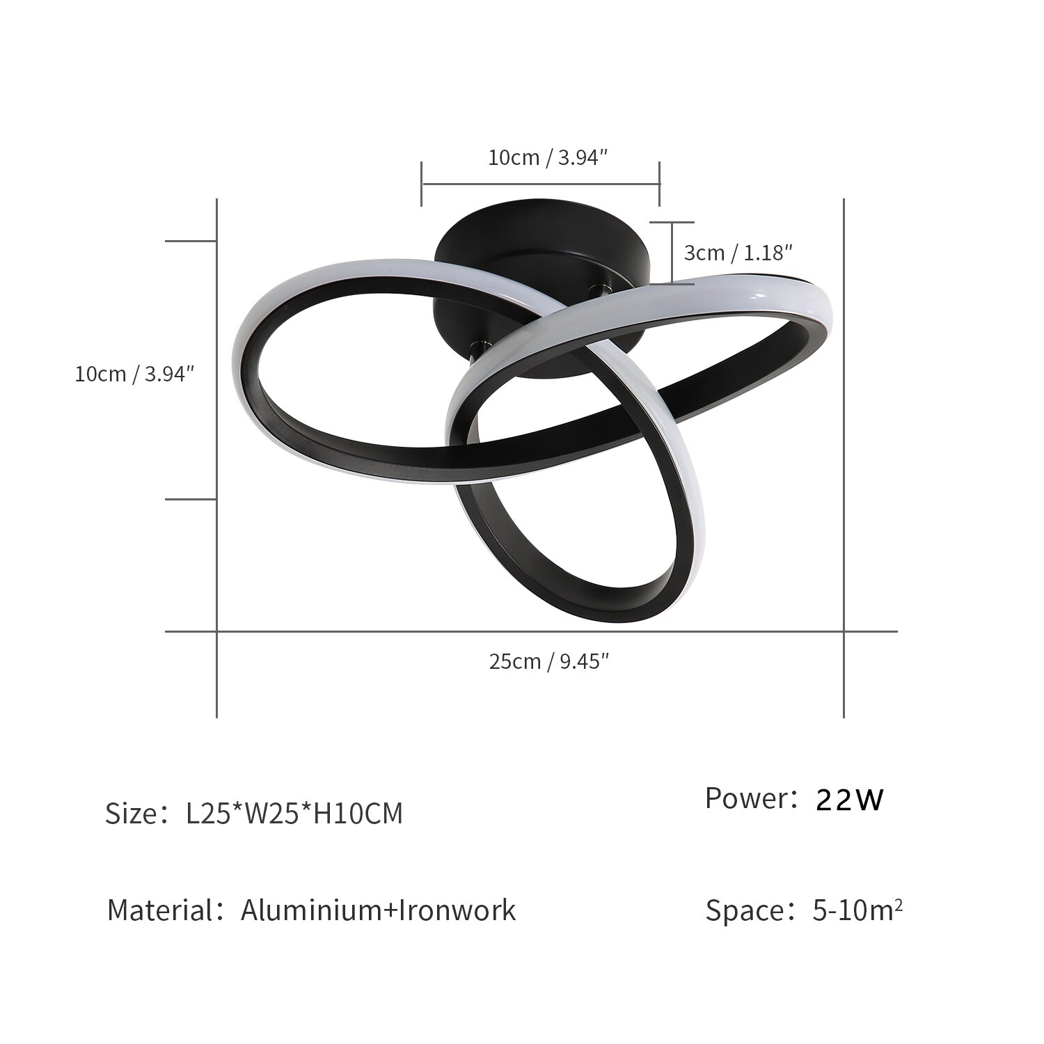 Candelabru LED, Toolight, Aluminiu, 24x14x11 cm, Negru - eMAG.ro