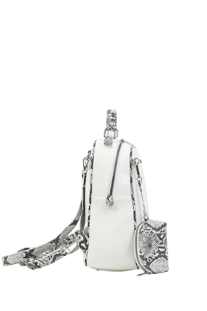 Rucsac de dama cu detalii sarpe, Doca, Alb, 25x28x12 cm - eMAG.ro