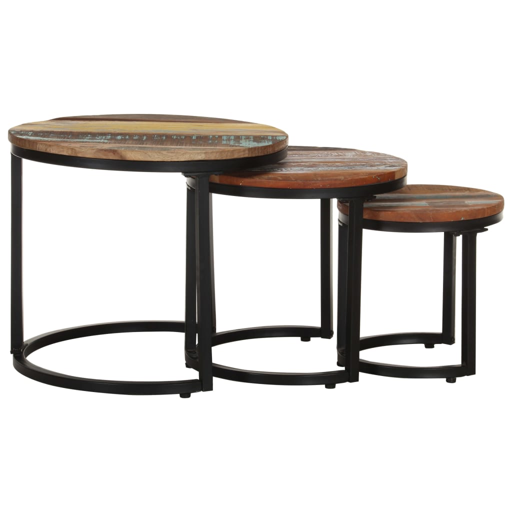 Set Masute laterale, 3 buc., lemn masiv reciclat, aspect modern, 14,95 ...