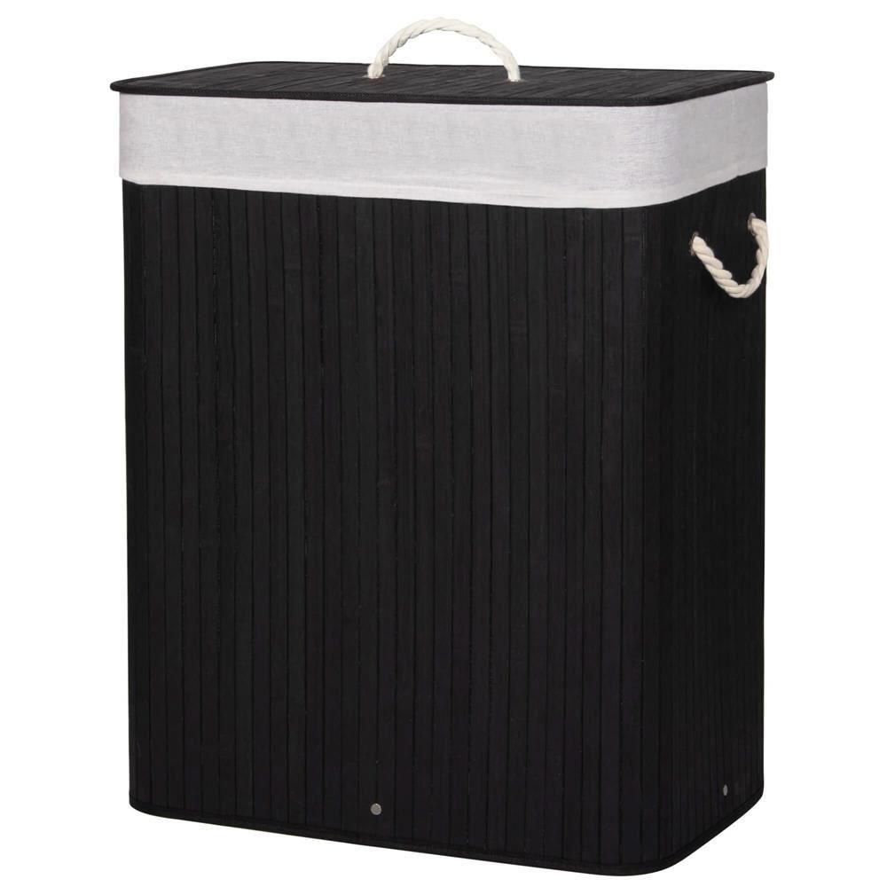 Cos rufe, 2 compartimente, bambus, negru, 100 l, 52x32x63 cm, Elitech ...