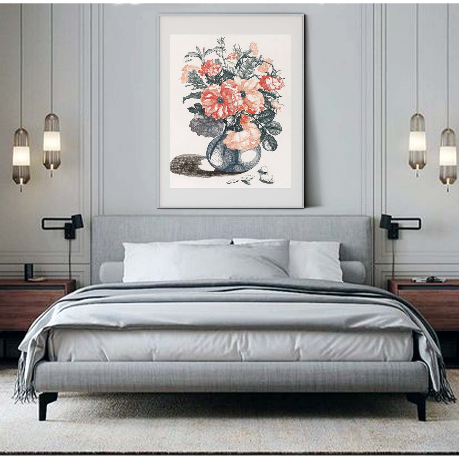 Tablou decorativ, Intaglio, Modern, color, Vaza cu flori, print pe ...