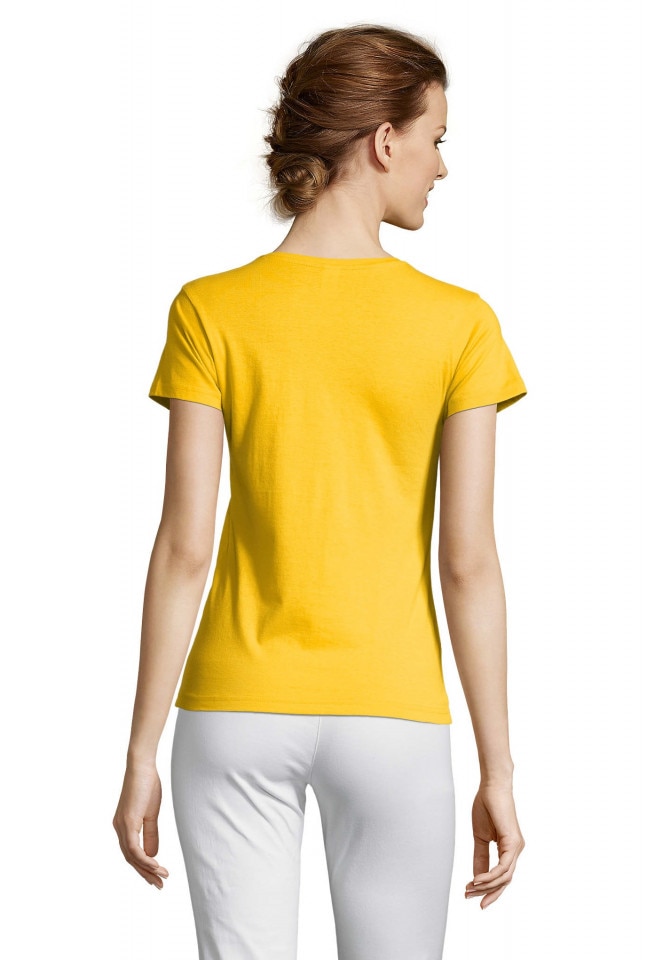 Tricou Femei, Model PINK, 100% bumbac, galben, XL - eMAG.ro