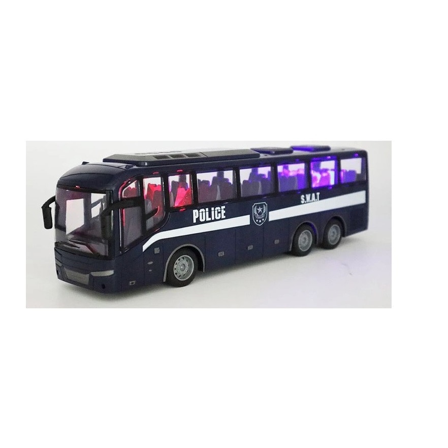 Autobuz cu Telecomanda, Police Bus, Roti de Cauciuc, Scara 1:30, Merge ...