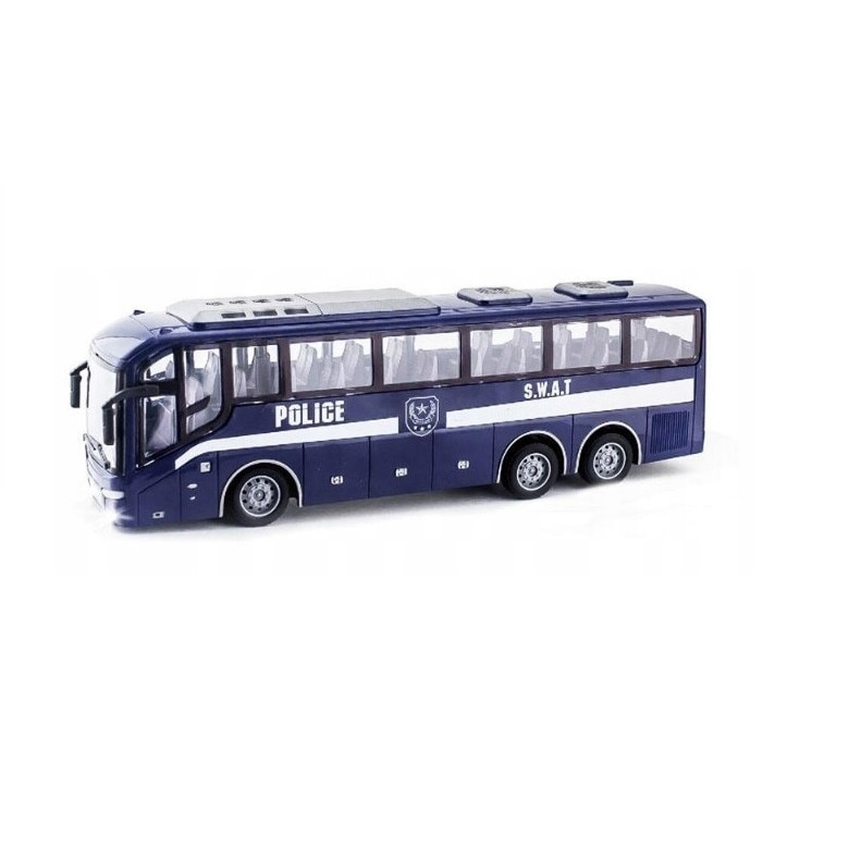 Autobuz cu Telecomanda, Police Bus, Roti de Cauciuc, Scara 1:30, Merge ...