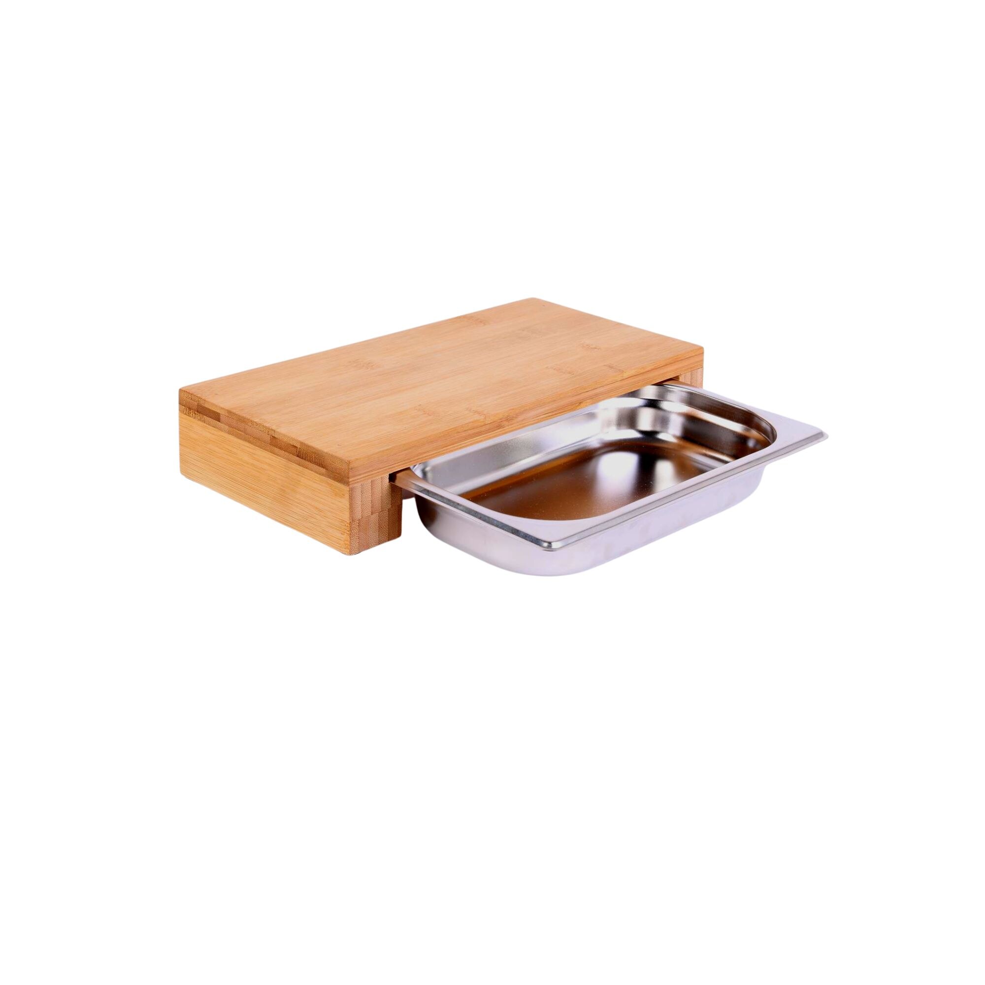 Tocator alimente, bambus, cu sertar inox, 32x16 cm - eMAG.ro