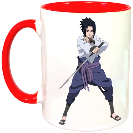 Cana personalizata cu interior colorat, Rosu, Naruto Sasuke Uchiha ...