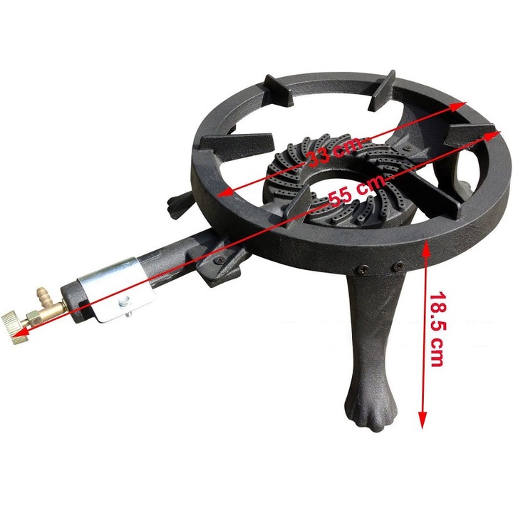 Arzator rotund cu 3 picioare pentru exterior, Pirostrie din Fonta, diametru 33 cm, 6.5kW ...