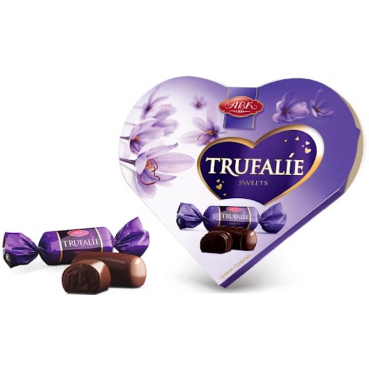 Praline cu Ciocolata Trufalie, 124 g, Forma de Inima - eMAG.ro