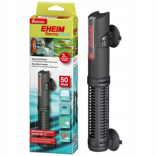 Incalzitor acvariu ThermoPreset, Eheim, 50 W, 35 °C, Negru/Rosu - eMAG.ro