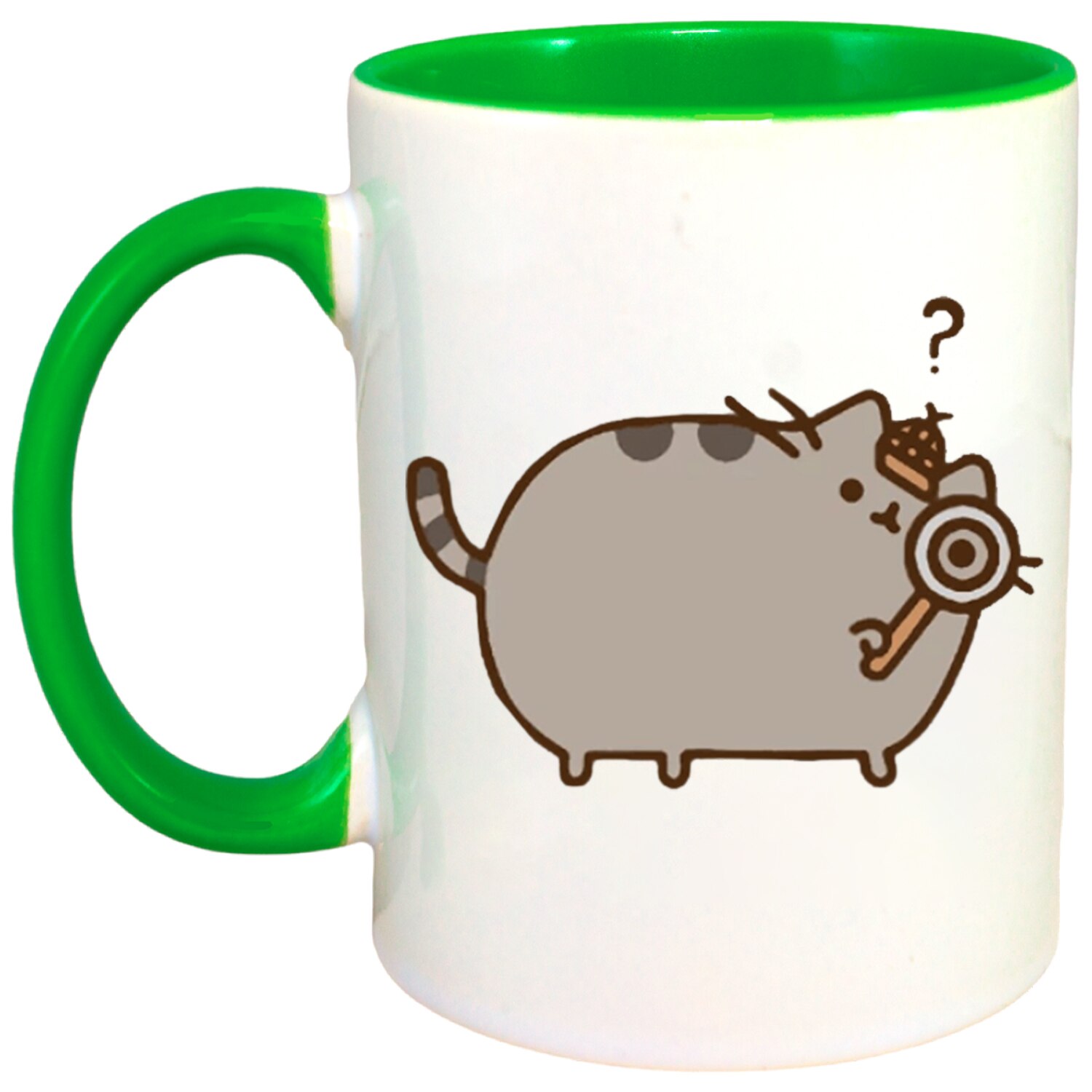 Cana personalizata cu interior colorat, Verde, Pusheen Cat Detectiv ...