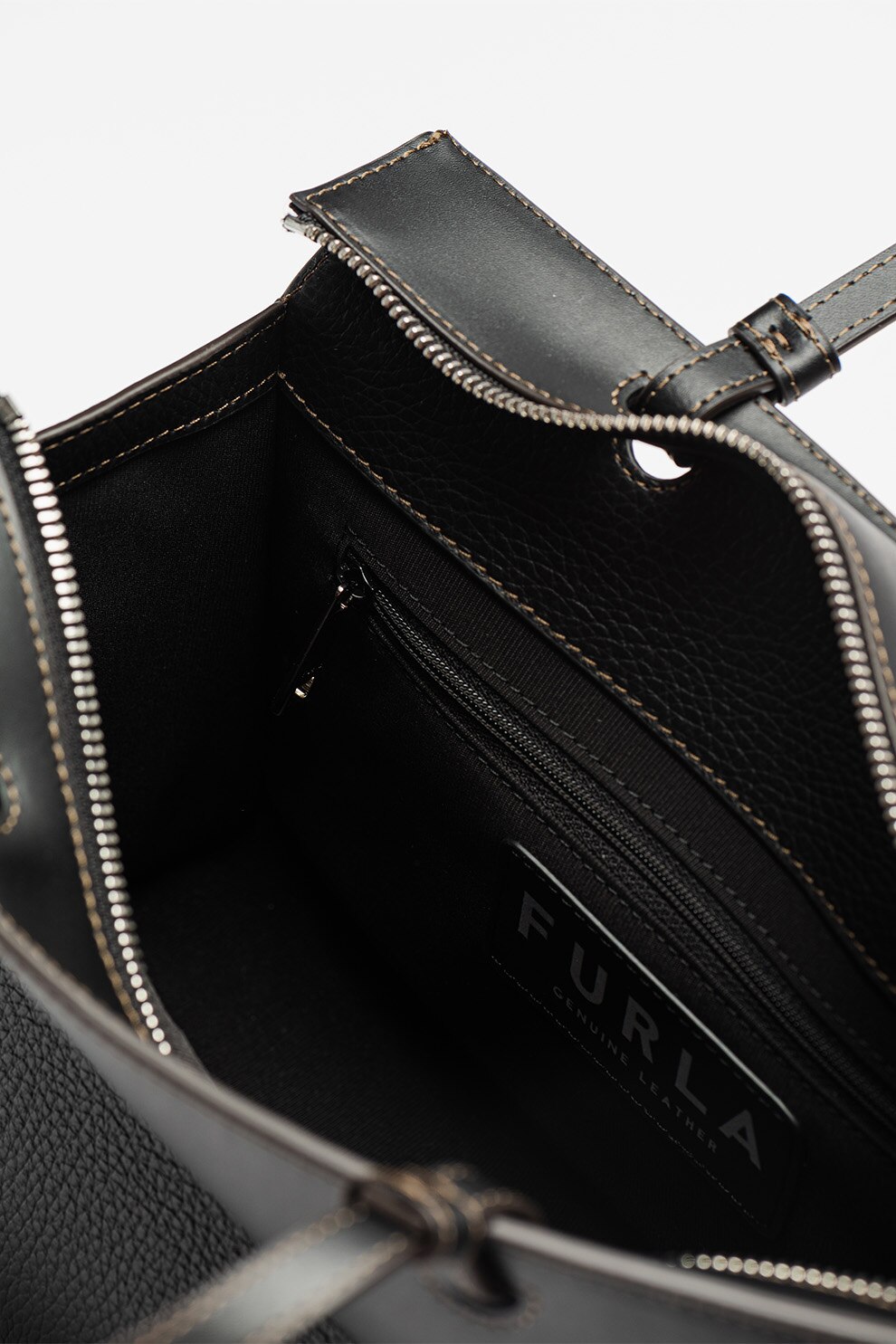 Furla, Geanta tote de piele Varsity Style, Negru - eMAG.ro